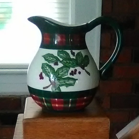Pacific Rim | Holiday | Holly Berry Plaid Pitcher | Poshmark